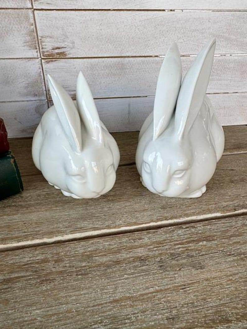 Vintage TOYO Japan Porcelain Bunny Rabbits Easter Spring Decor White ...