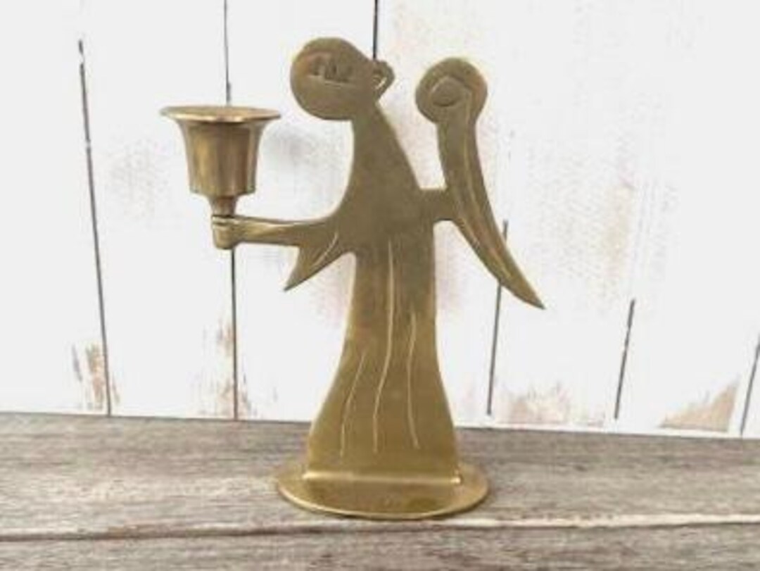 Vintage Solid Brass Angel Taper Candle Holder From the 60s/70s - Etsy