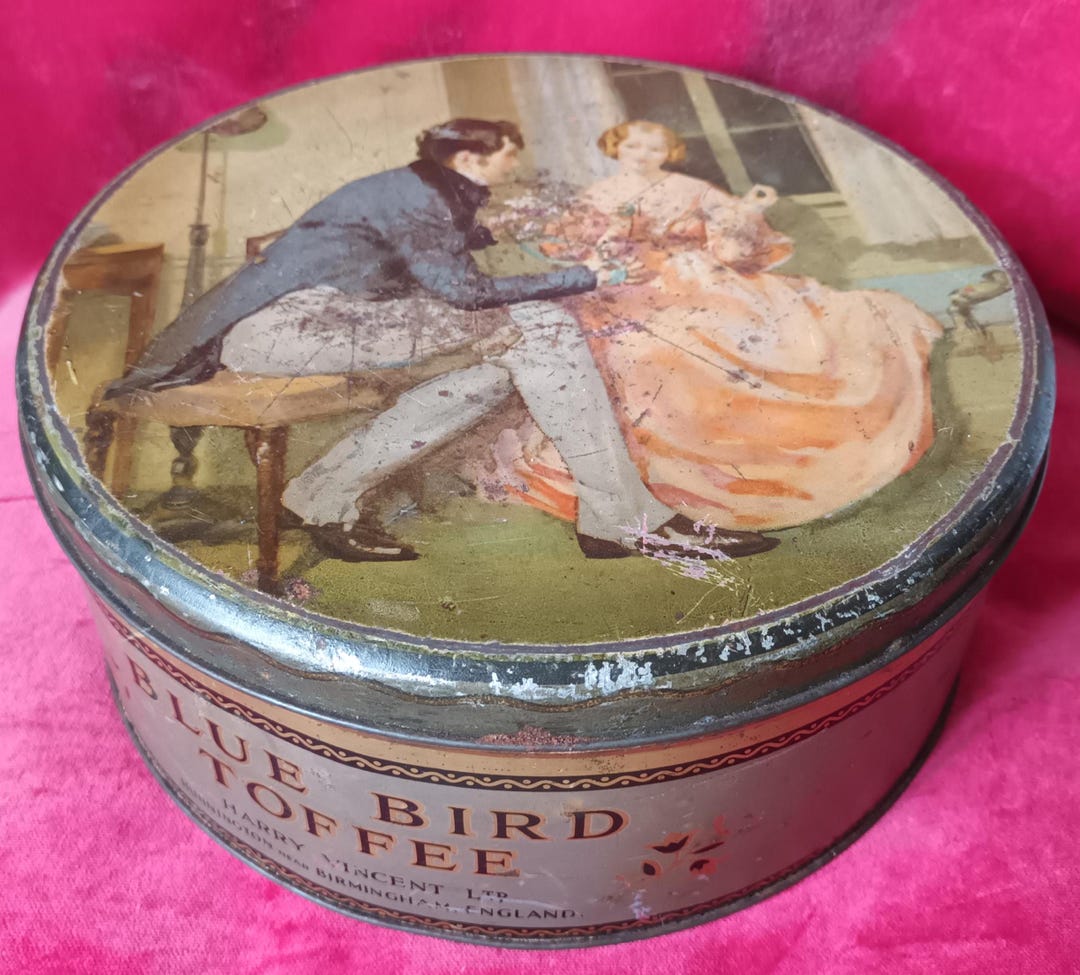 Vintage Blue Bird Toffee Tin - Etsy