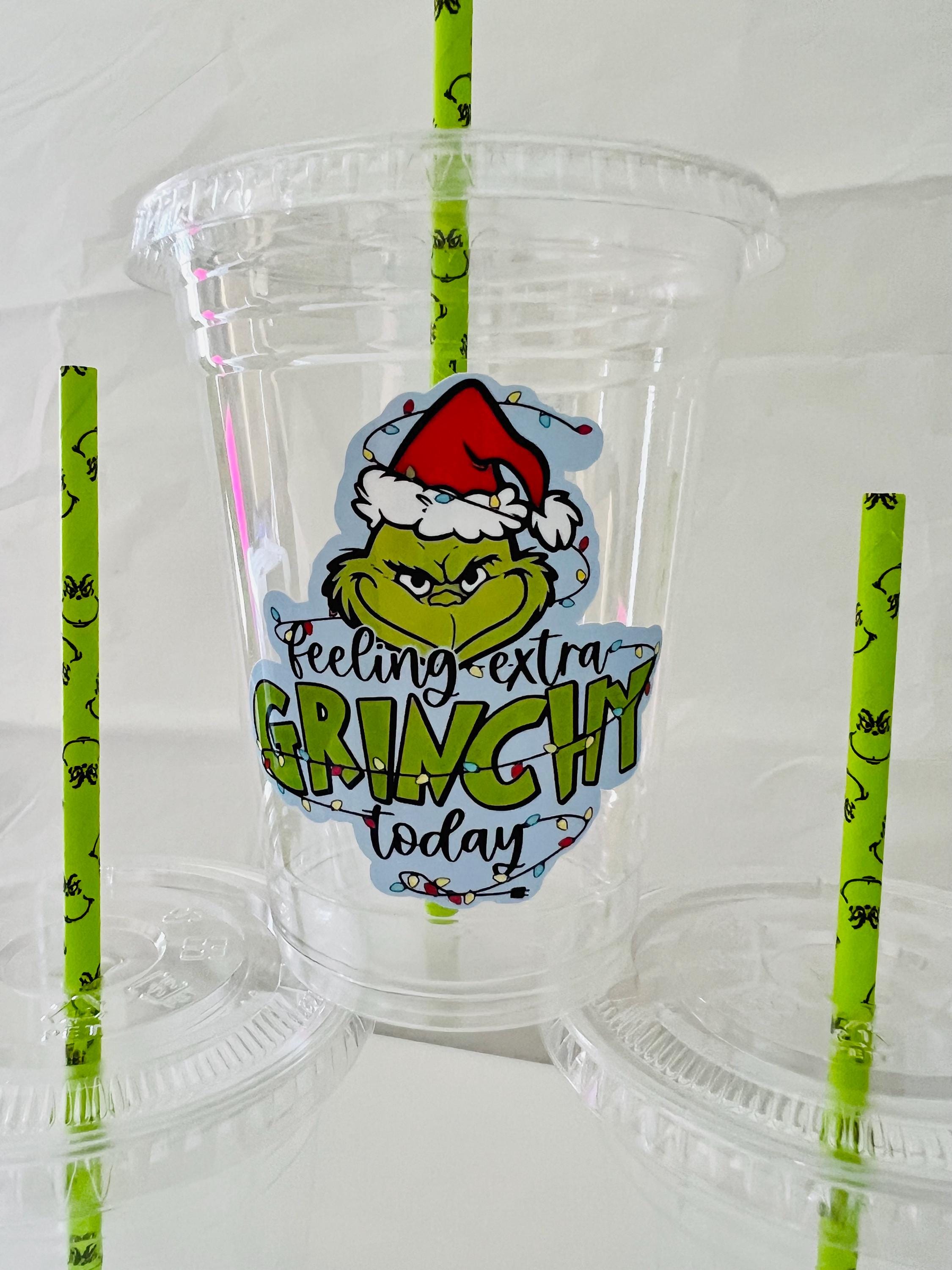 Grinch Plastic Clear Cup Christmas Green Monster Party Disposable ...