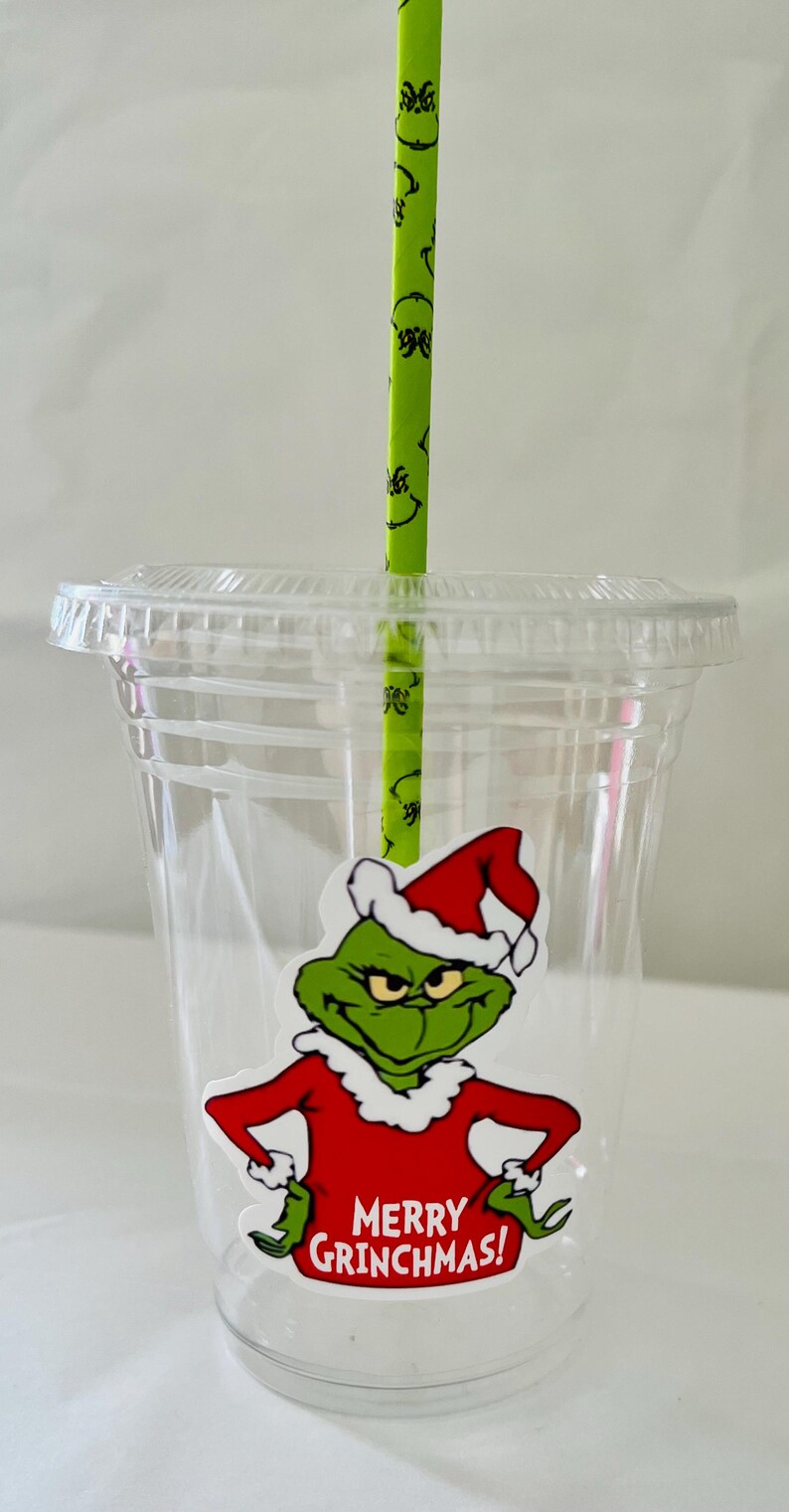 Grinch Christmas Party Cups: 16 Oz Plastic Cups With Straw, Christmas ...