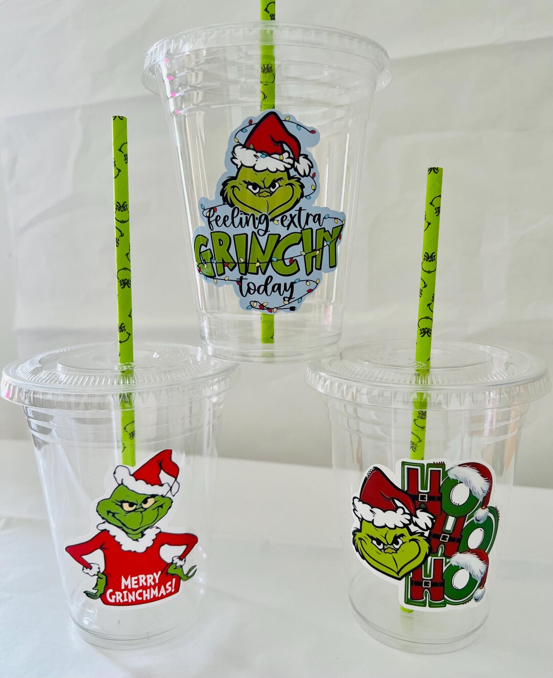 Grinch Christmas Party Cups: 16 Oz Plastic Cups With Straw, Christmas ...