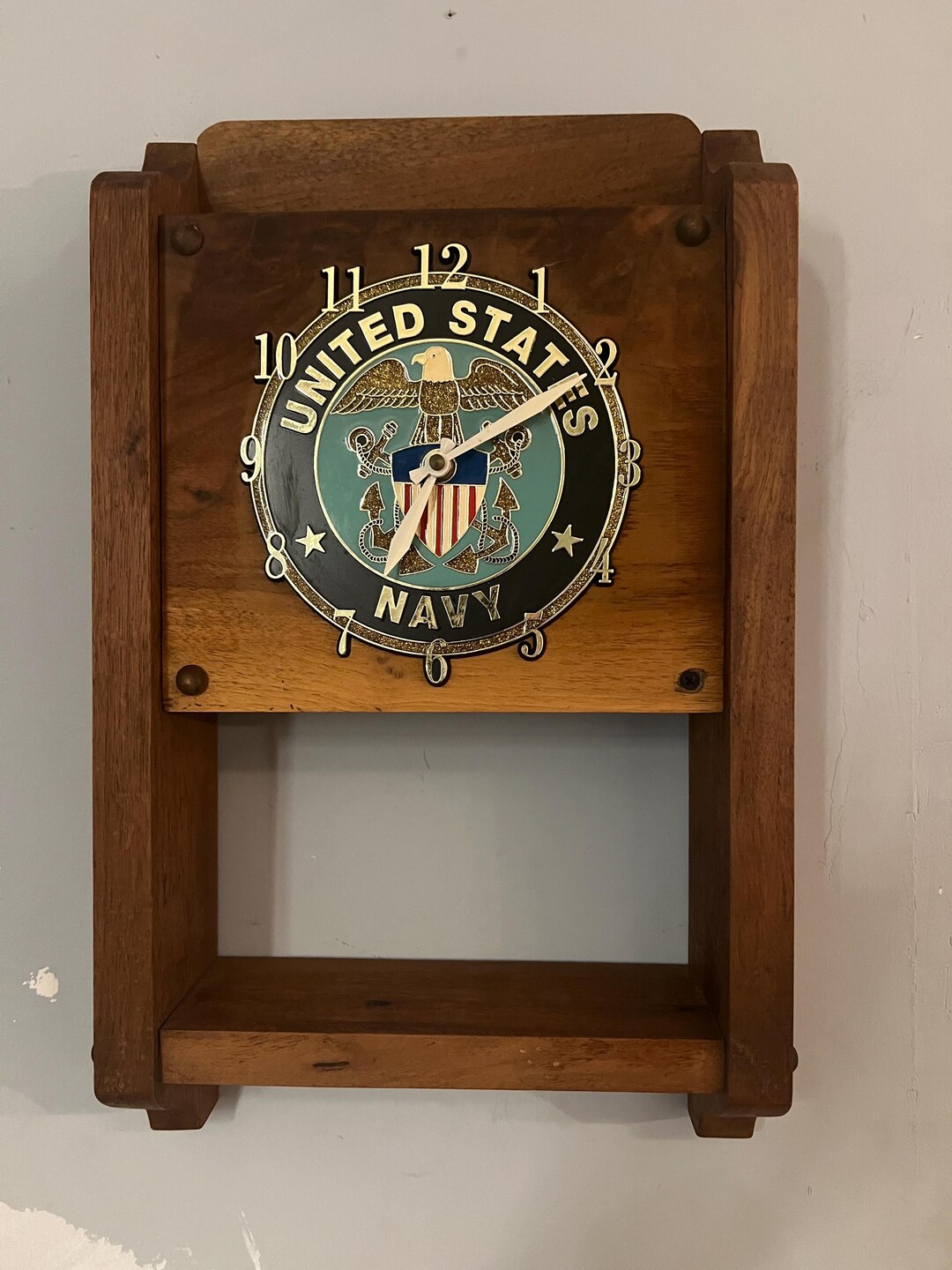Vintage United States Navy Wall Clock 1980’s Hand Made Wall Decor ...