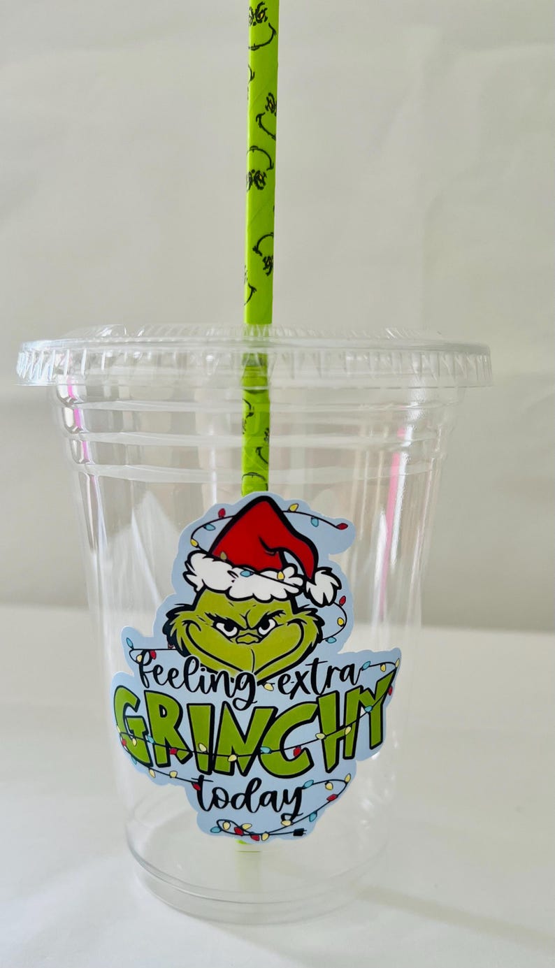 Grinch Plastic Clear Cup Christmas Green Monster Party Disposable ...