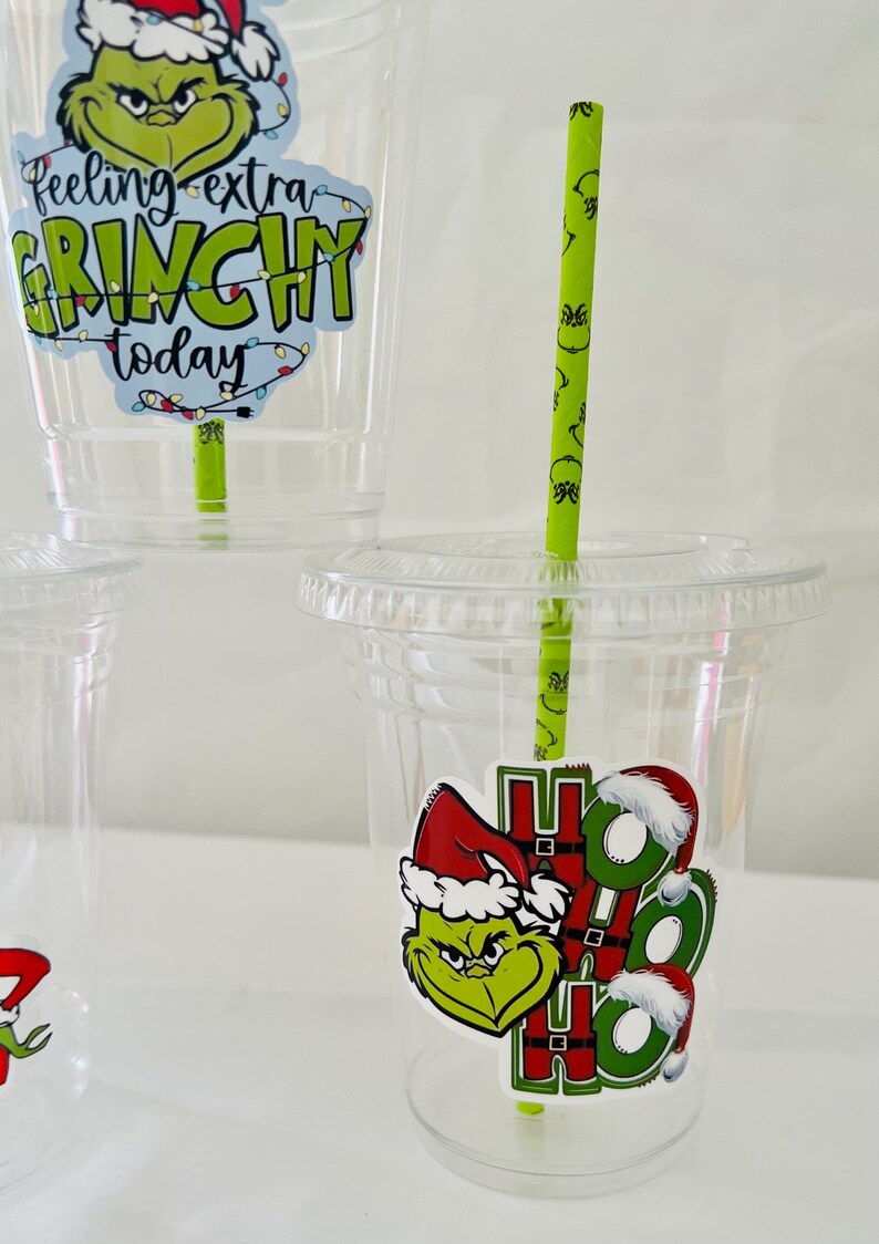 Grinch Christmas Party Cups: 16 Oz Plastic Cups With Straw, Christmas ...