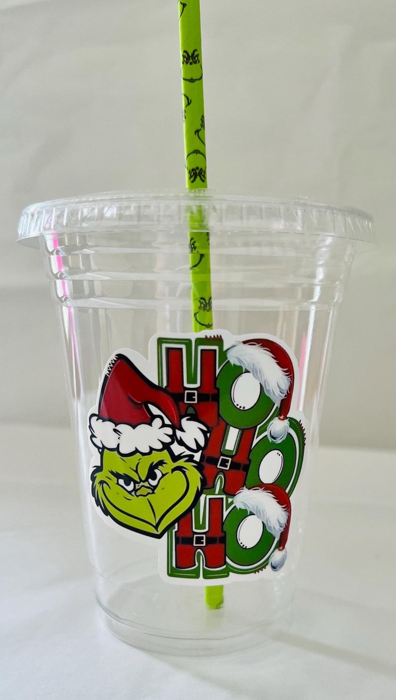 Grinch Plastic Clear Cup Christmas Green Monster Party Disposable ...