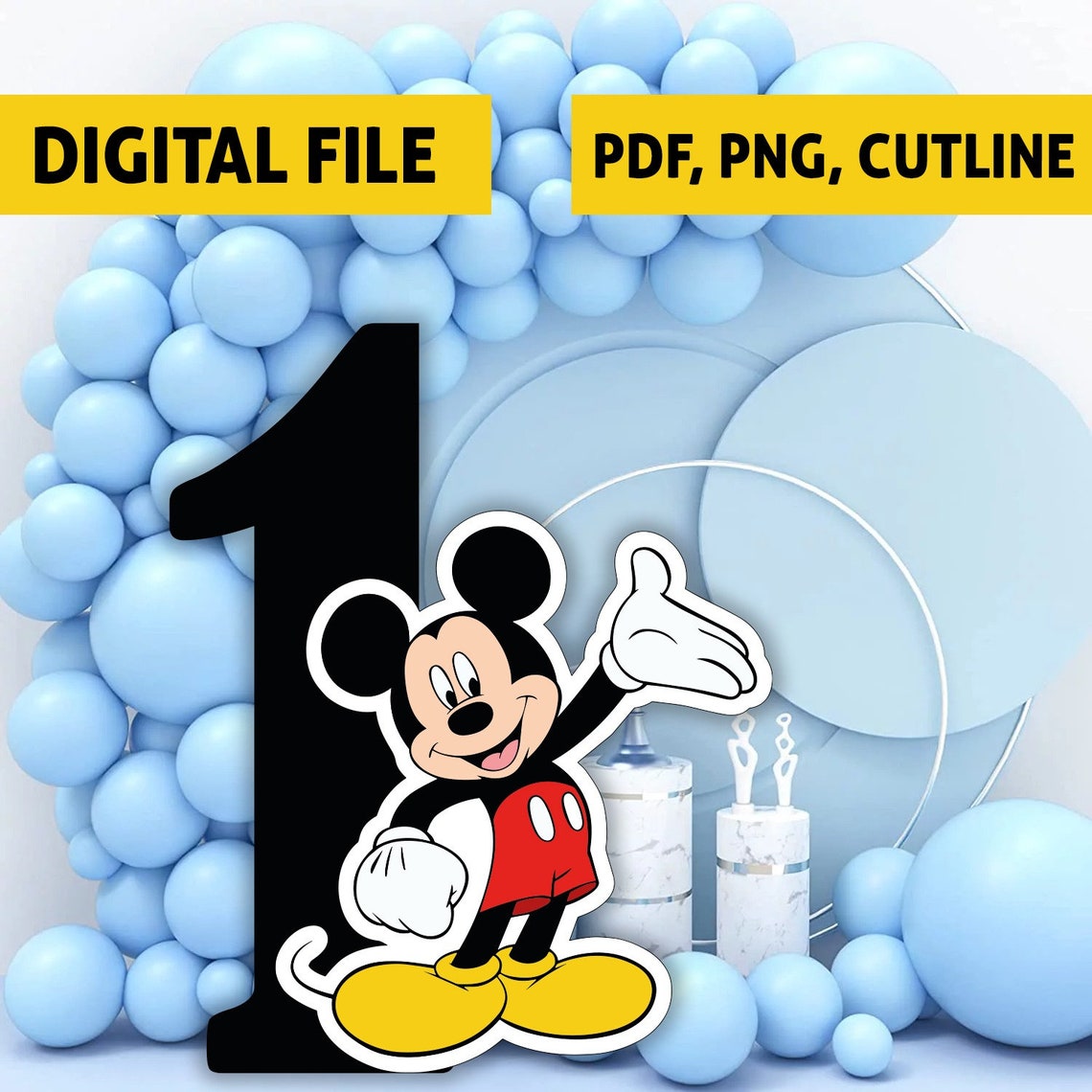 Mickey Mouse,big Decor Mickey Mouse,mickey Mouse 1 Year Number Cutout ...