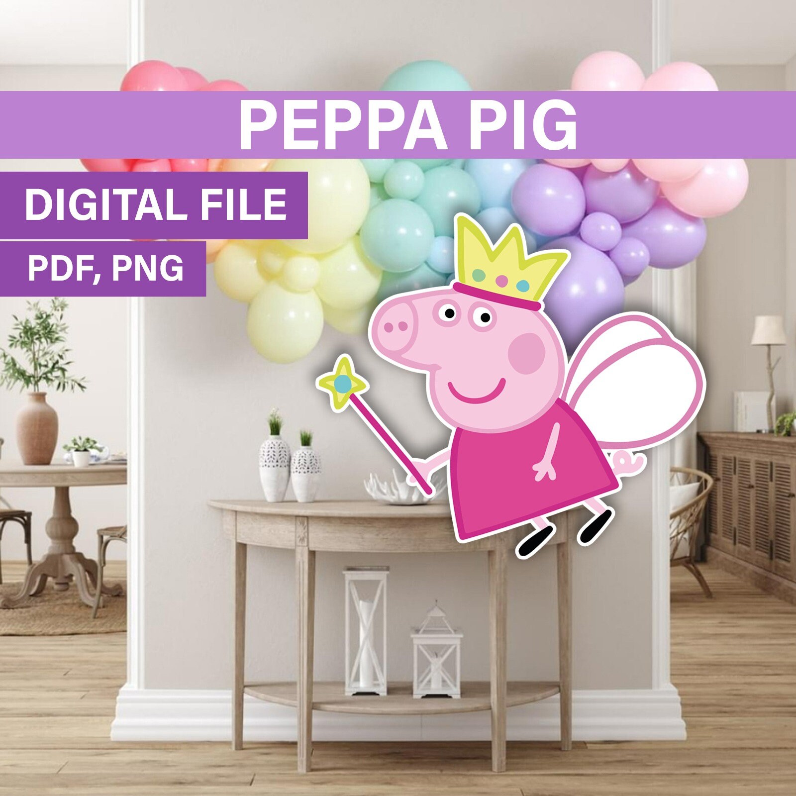 Peppa Pig Cutout,peppa Pig Big Decor,peppa Pig Fairy Peppa Birthday ...