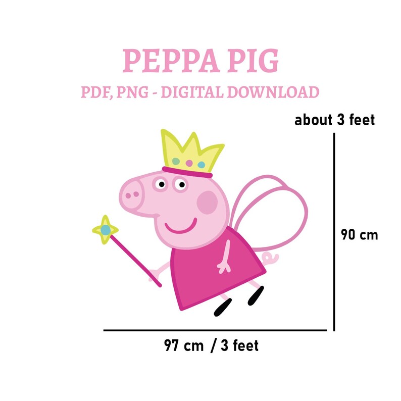 Peppa Pig Cutout,peppa Pig Big Decor,peppa Pig Fairy Peppa Birthday ...