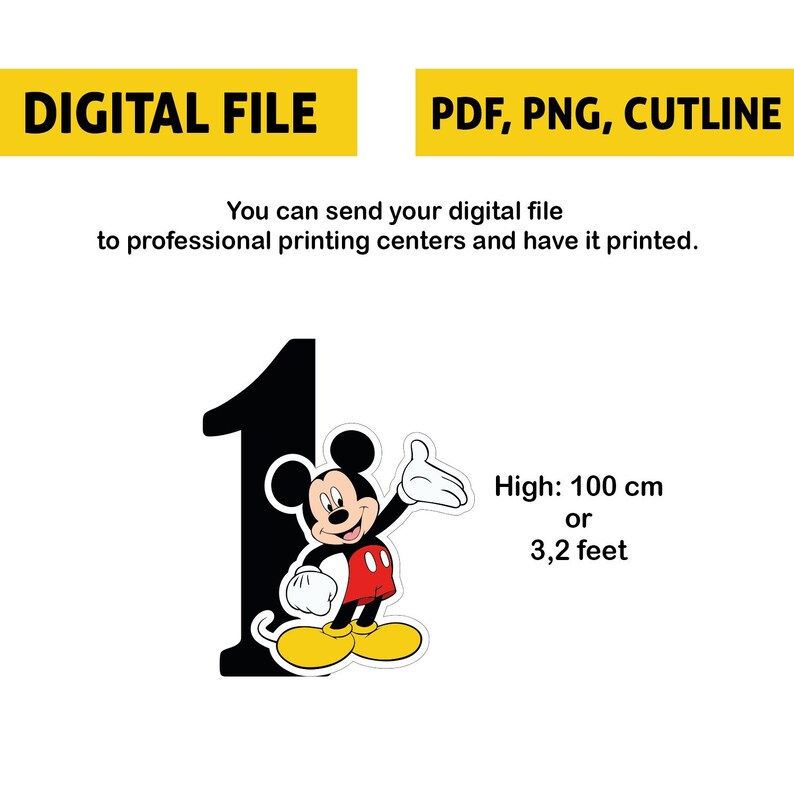 Mickey Mouse,big Decor Mickey Mouse,mickey Mouse 1 Year Number Cutout ...