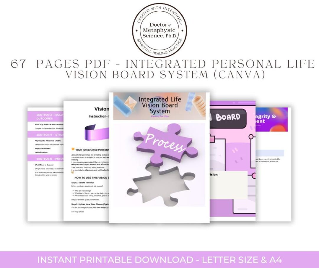 Integrated Life Vision Board (planner and Tracker) - Etsy UK