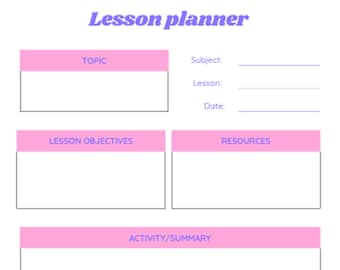 Lesson Plan Template - Etsy