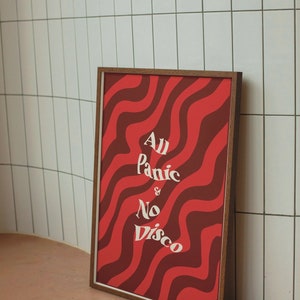 Retro Typograthy Print, All Panic & No Disco, 70's Retro Poster ...