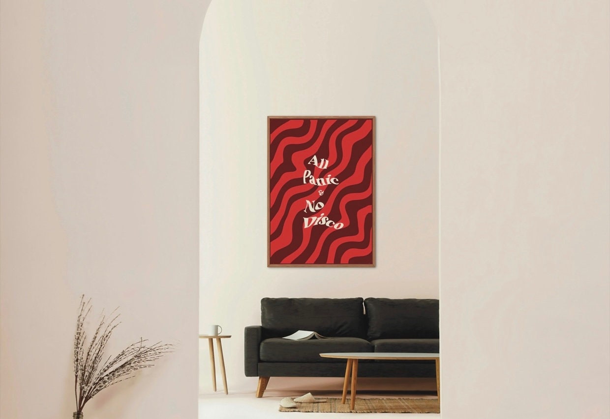Retro Typograthy Print, All Panic & No Disco, 70's Retro Poster ...