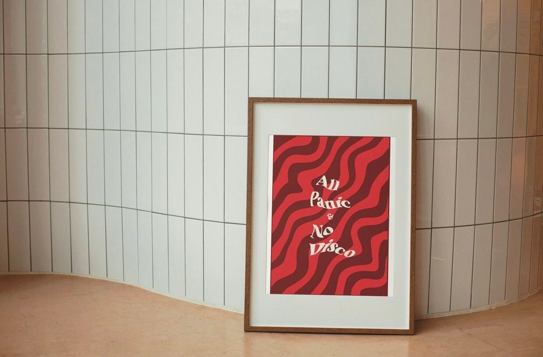 Retro Typograthy Print, All Panic & No Disco, 70's Retro Poster ...