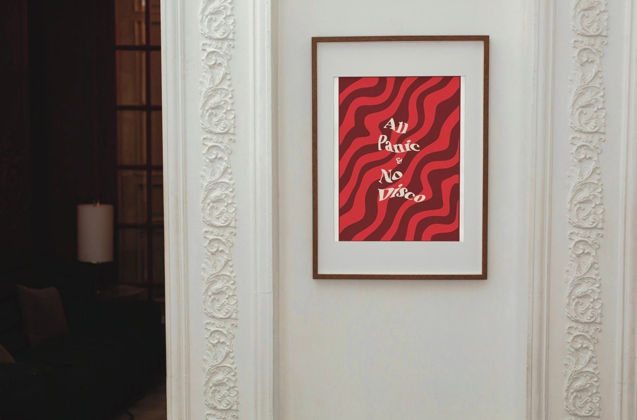 Retro Typograthy Print, All Panic & No Disco, 70's Retro Poster ...