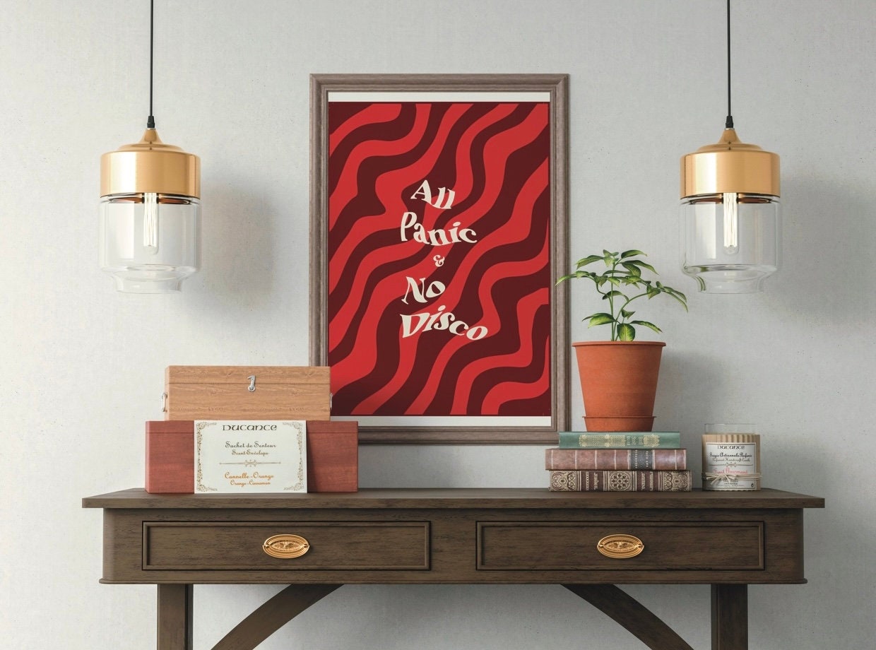 Retro Typograthy Print, All Panic & No Disco, 70's Retro Poster ...