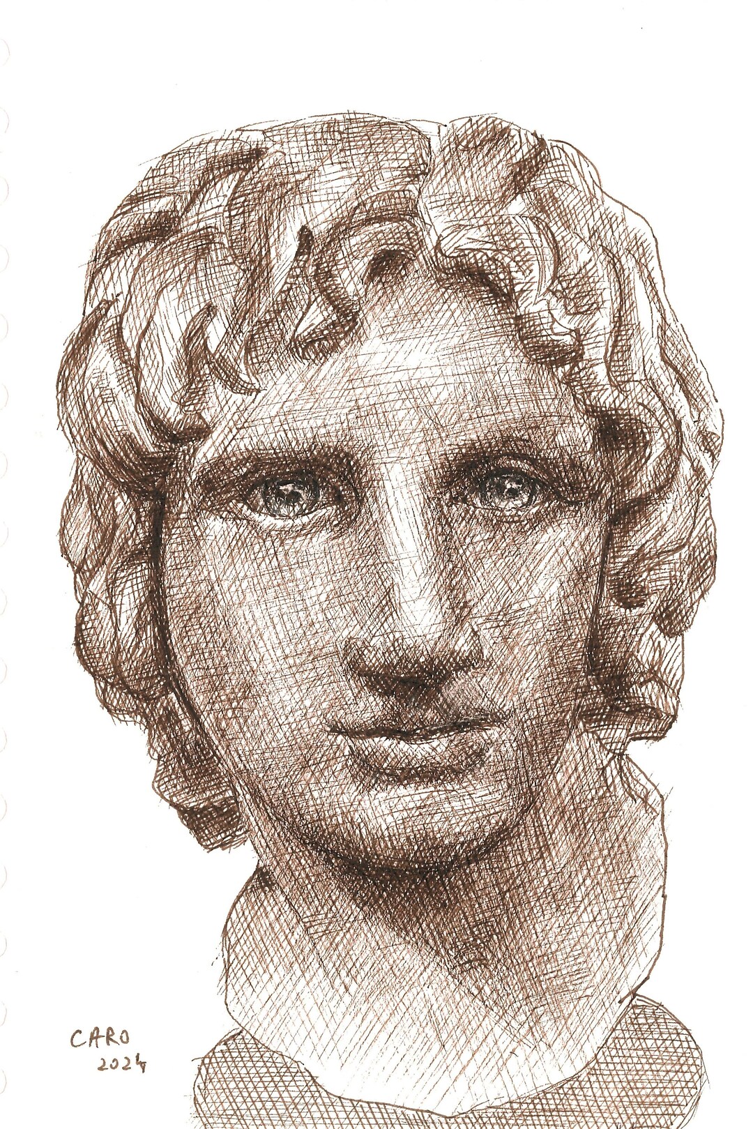 Alexander the Great Original Ink Drawing After a Marble Bust at the ...