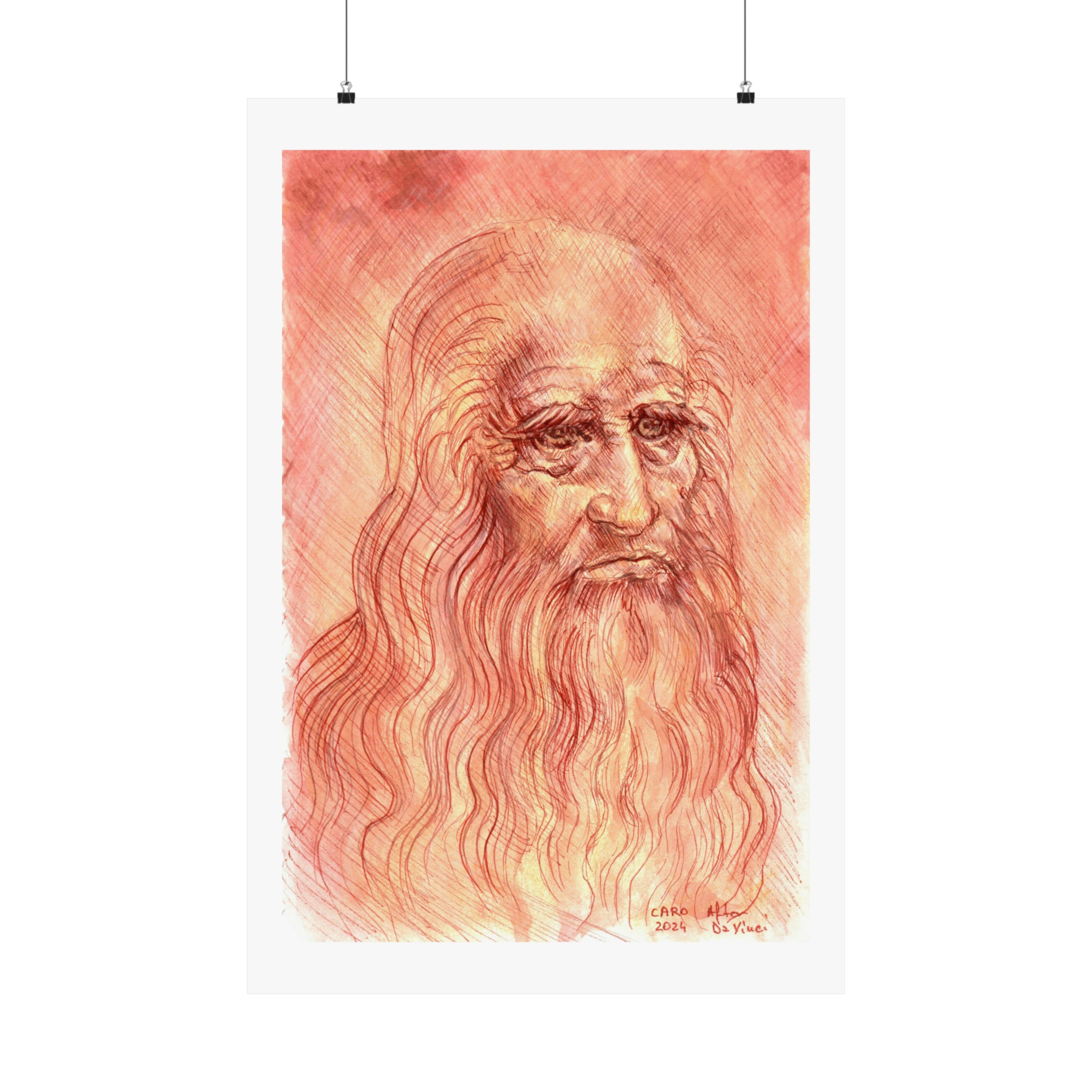 Leonardo Da Vinci Self-portrait Study Drawing in Pastel and Ink Matte ...
