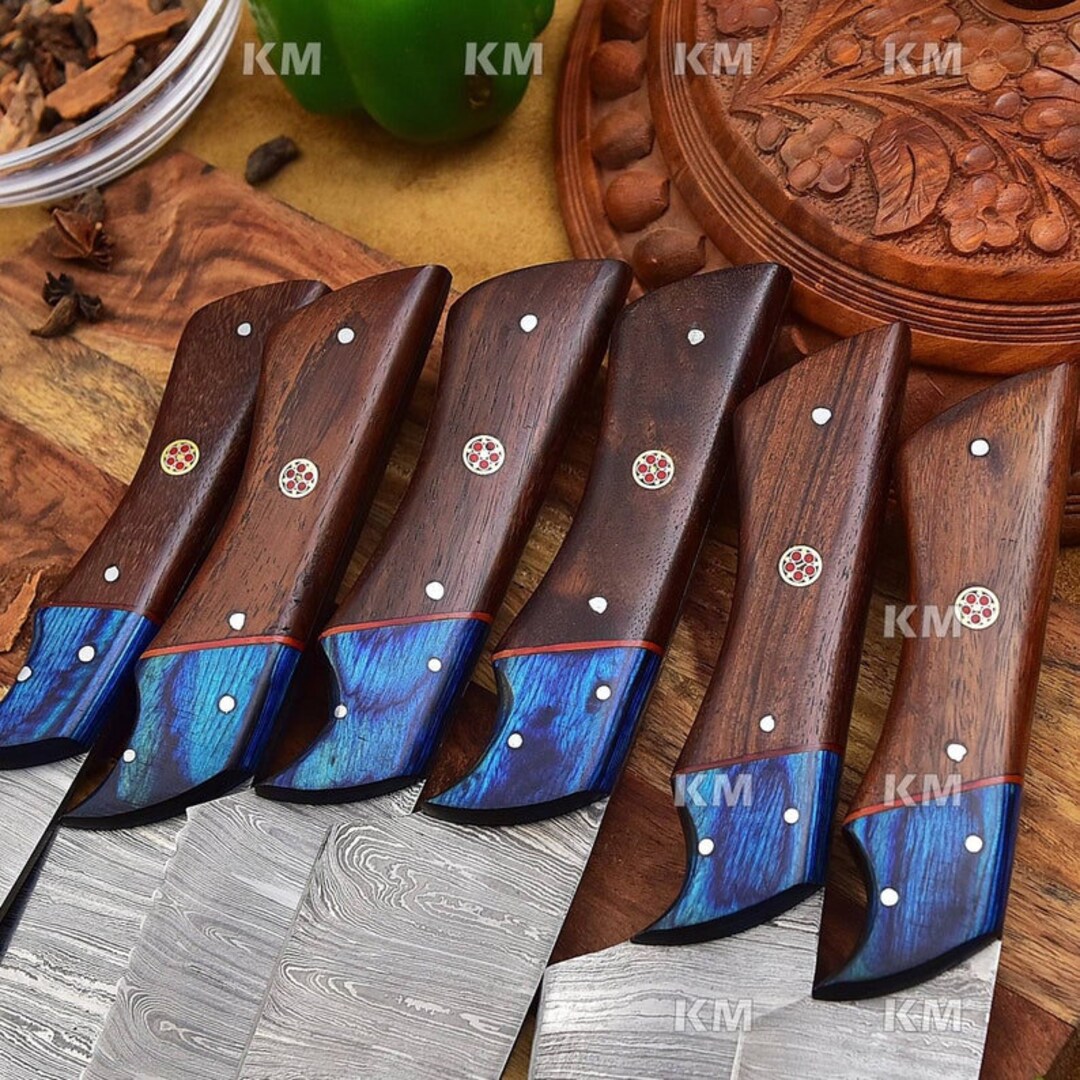 Damascus Steel Chef Knives Set Custom Handmade Kitchen Knives Birthday ...