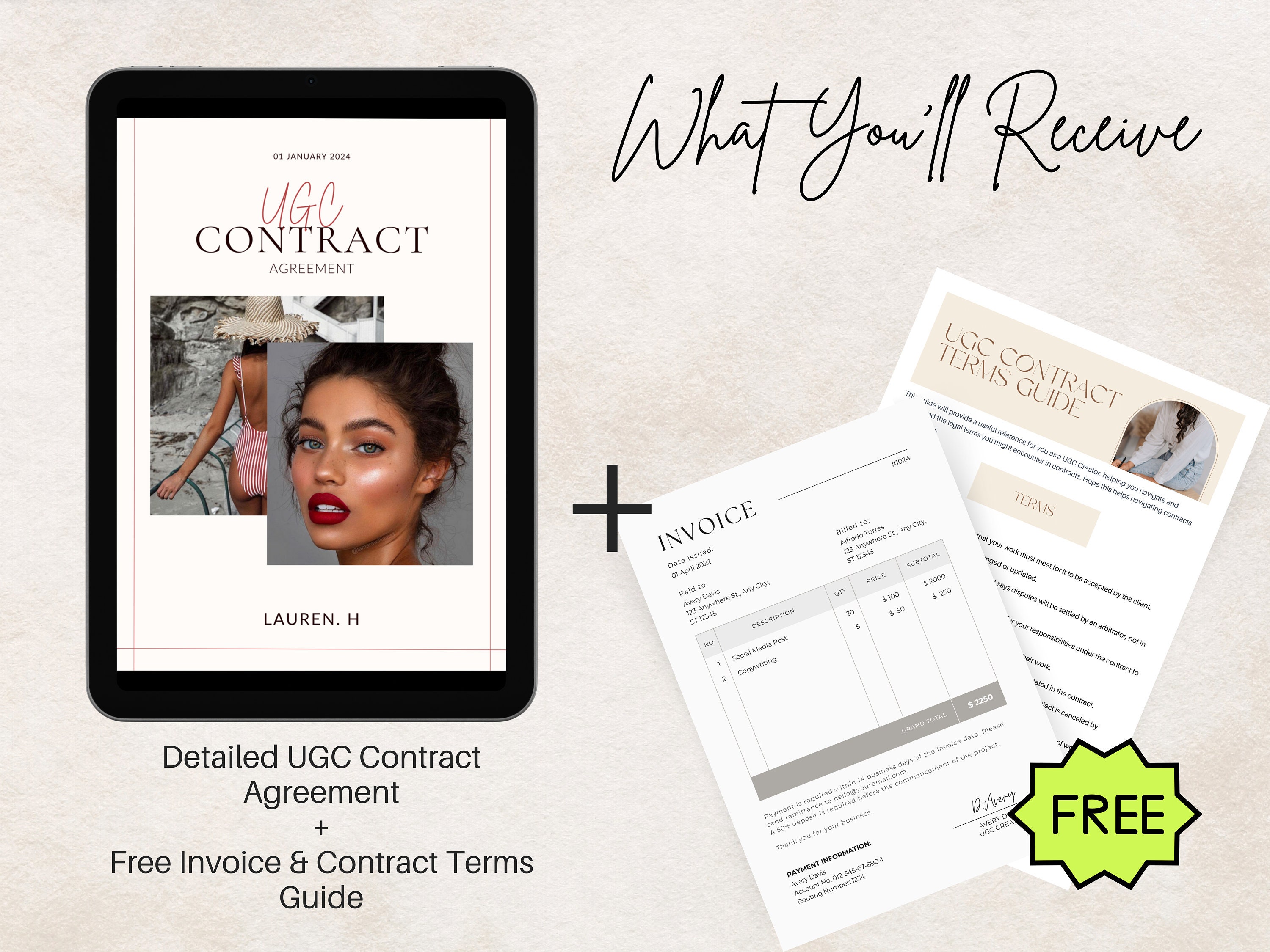 Simple UGC Contract Template for UGC Creator Professional Influencer ...