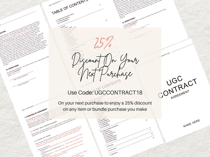 Simple UGC Contract Template for UGC Creator Professional Influencer ...
