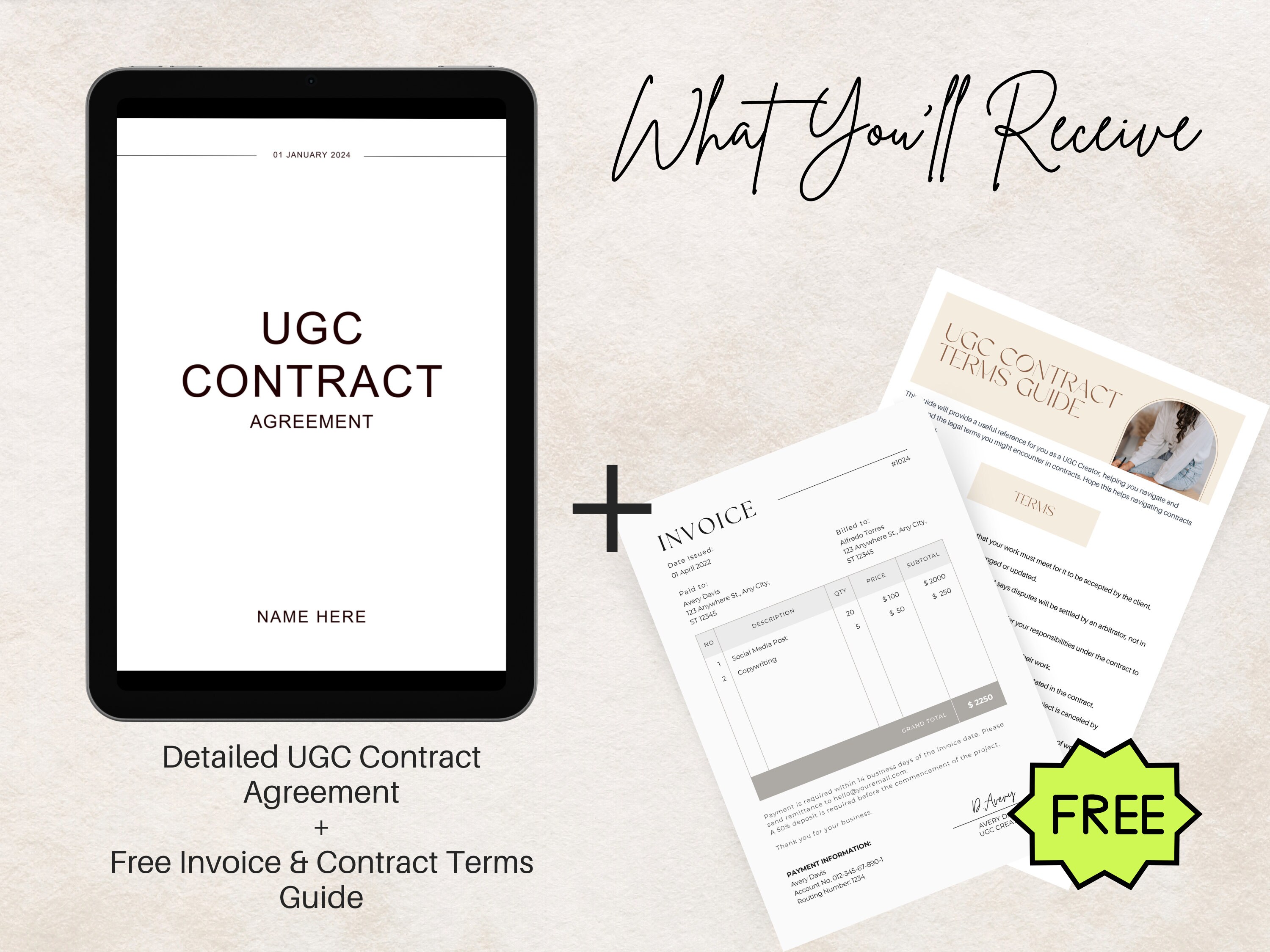 Simple UGC Contract Template for UGC Creator Professional Influencer ...