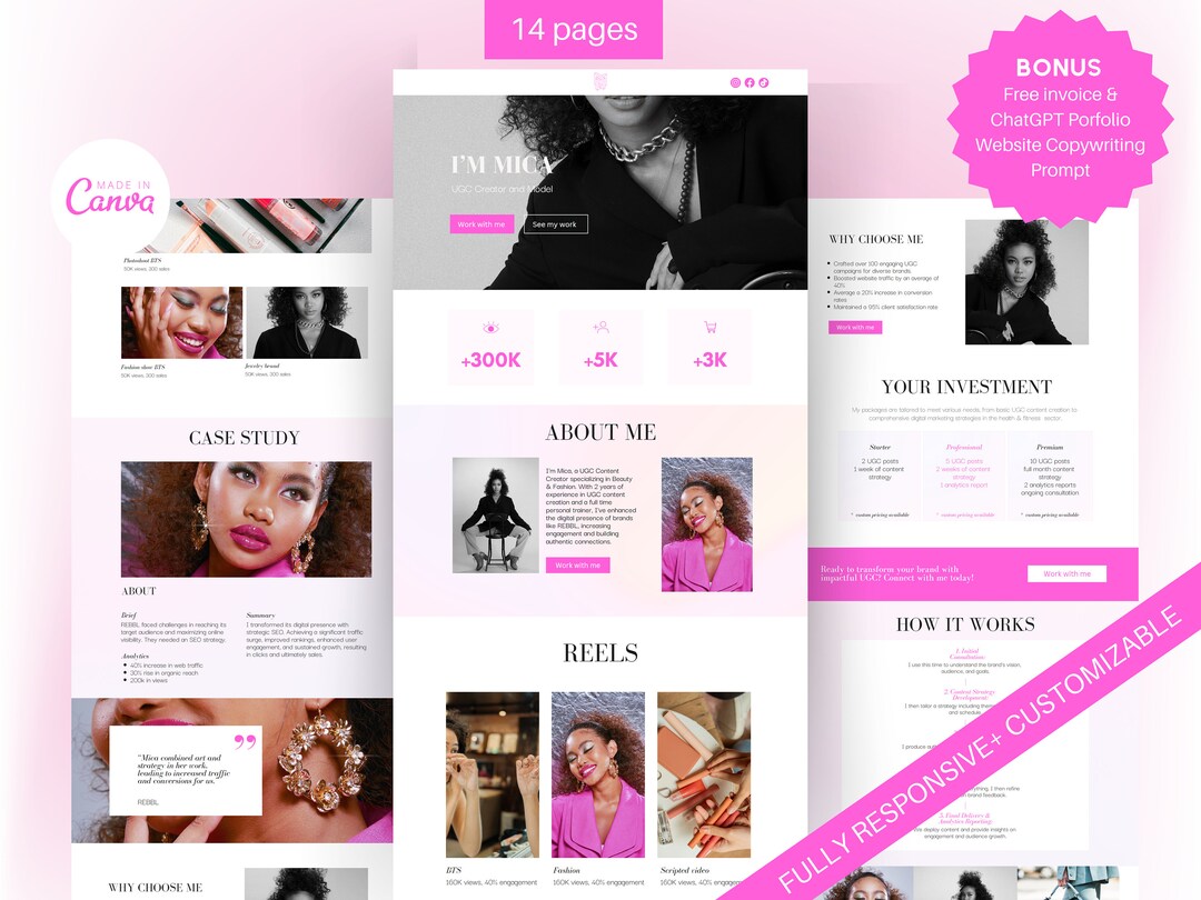 Pretty UGC Portfolio Template UGC Media Kit Portfolio Influencer Canva ...