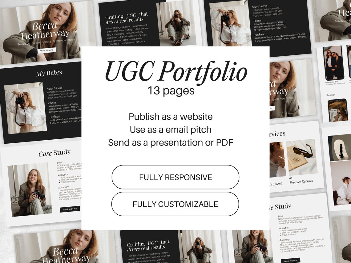 UGC Portfolio Template Canva Website Template UGC Media Kit Content ...