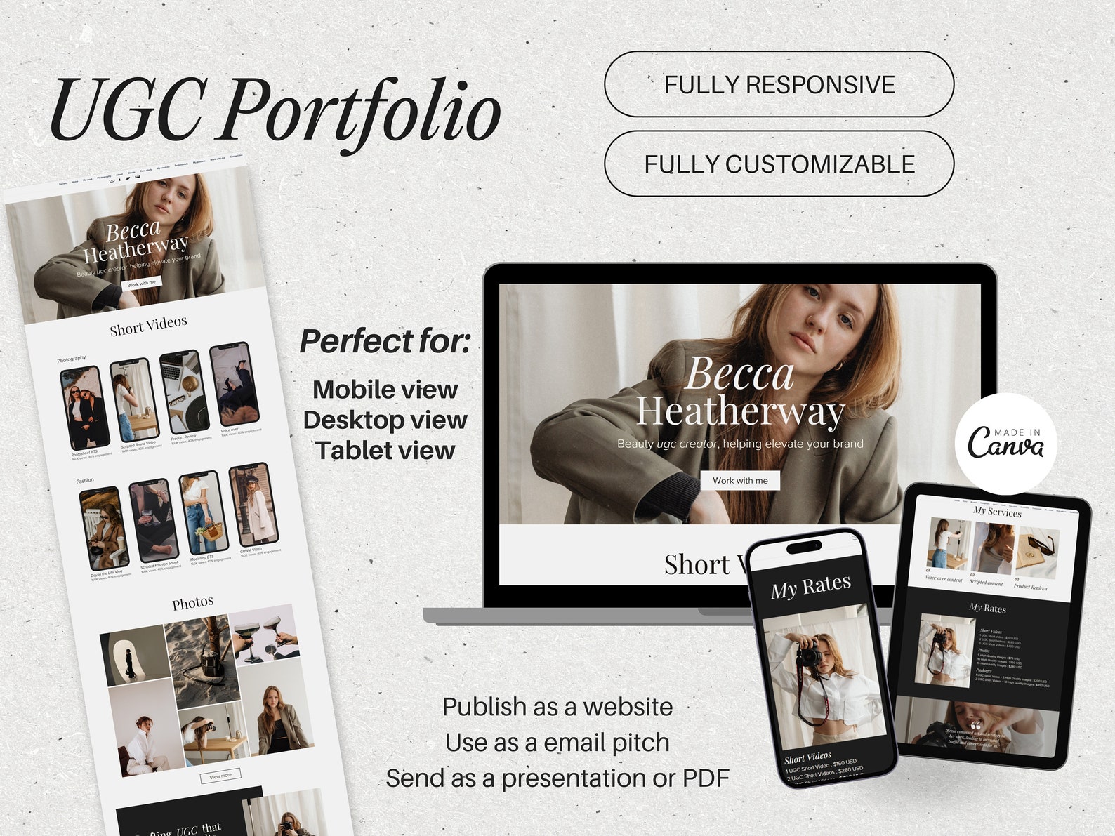 UGC Portfolio Template Canva Website Template UGC Media Kit Content ...