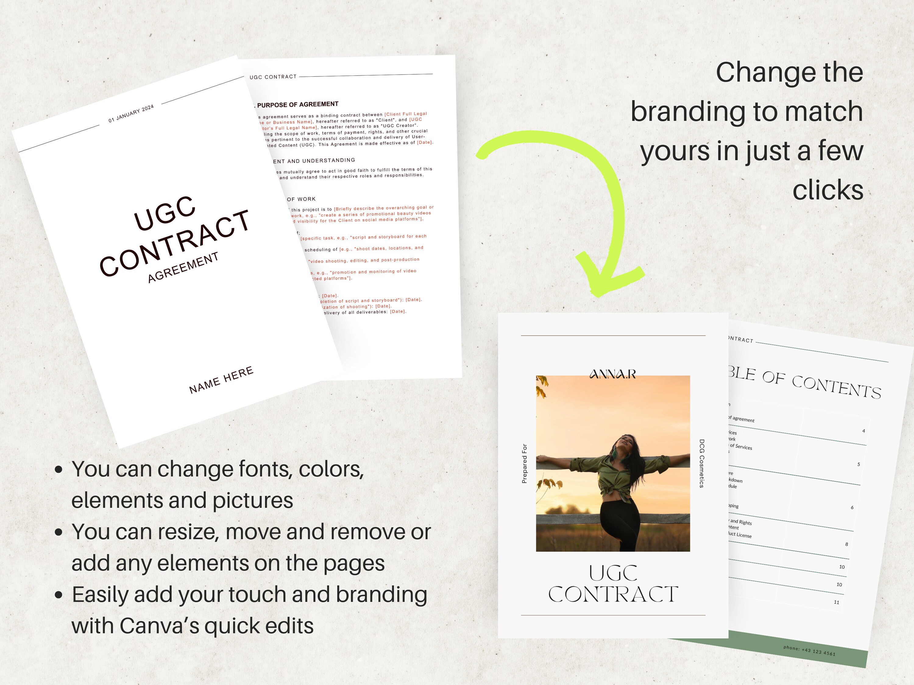 Simple UGC Contract Template for UGC Creator Professional Influencer ...