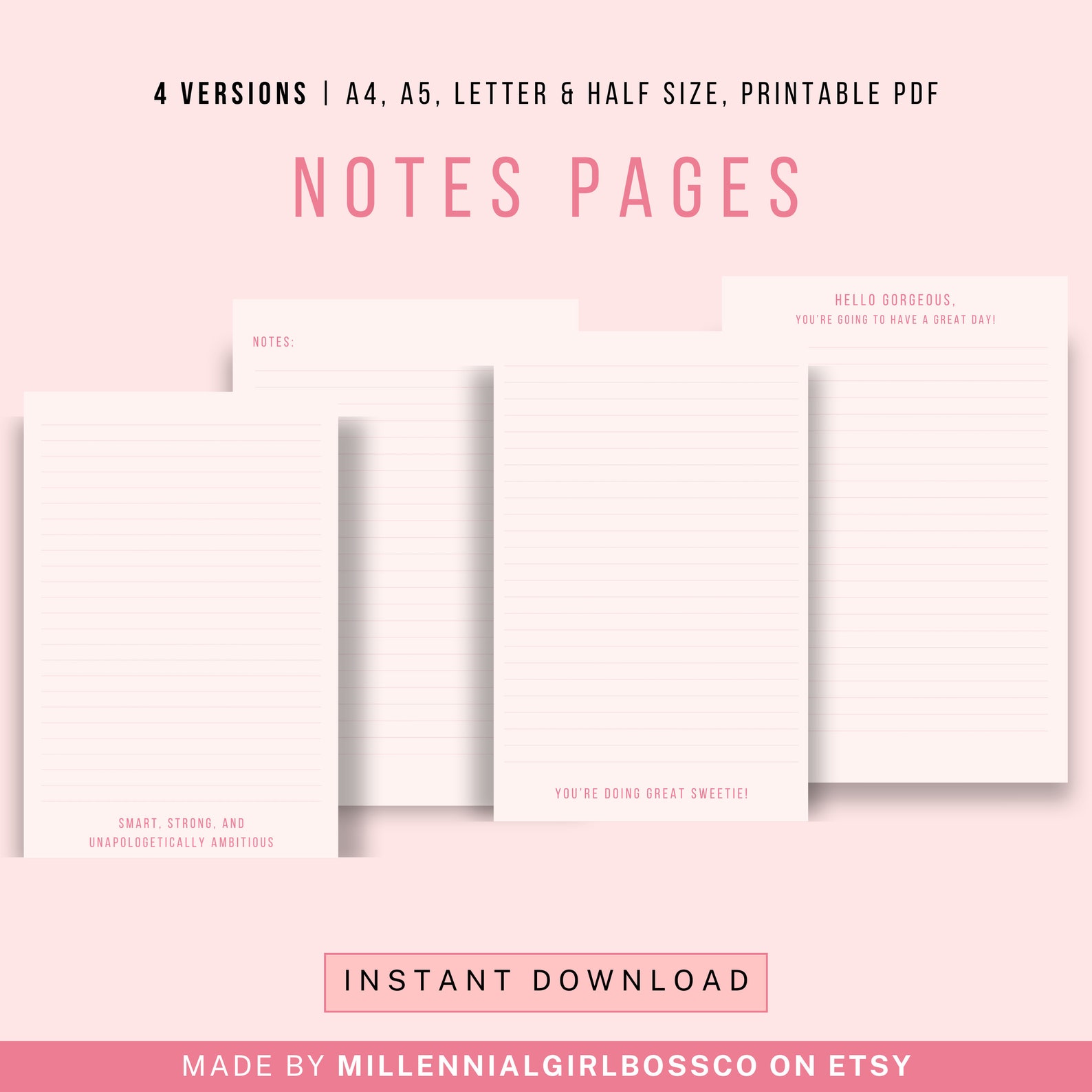 Printable Notes Pages, Writing Paper, Blank Notes, Study Note Template ...