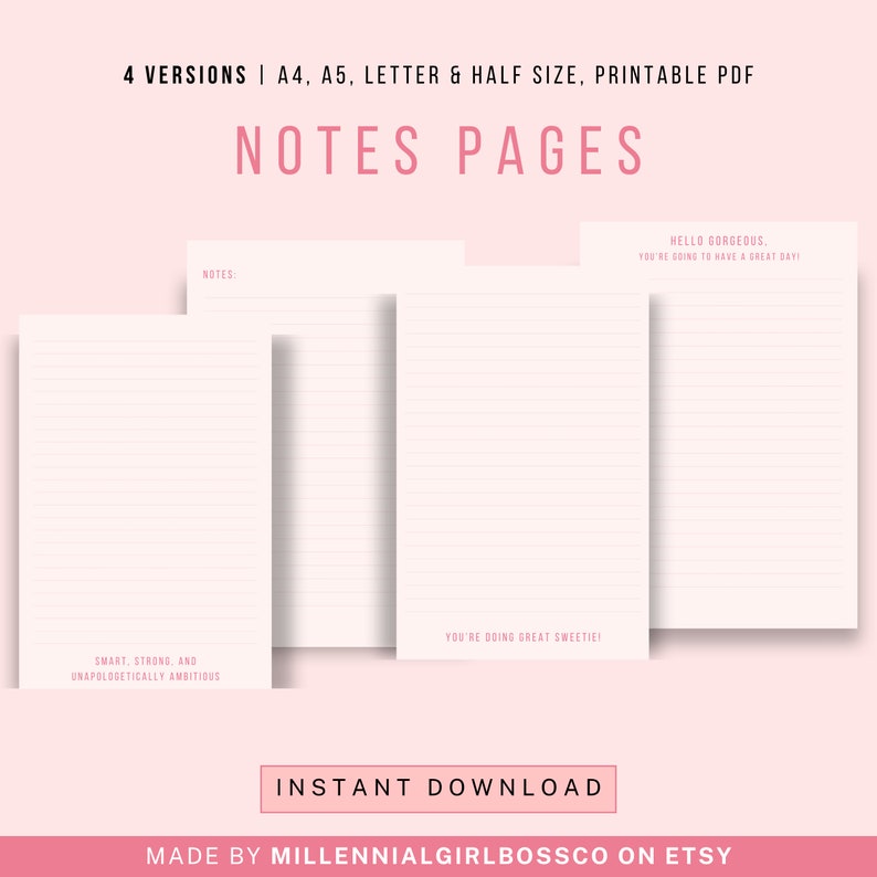 Printable Notes Pages, Writing Paper, Blank Notes, Study Note Template ...