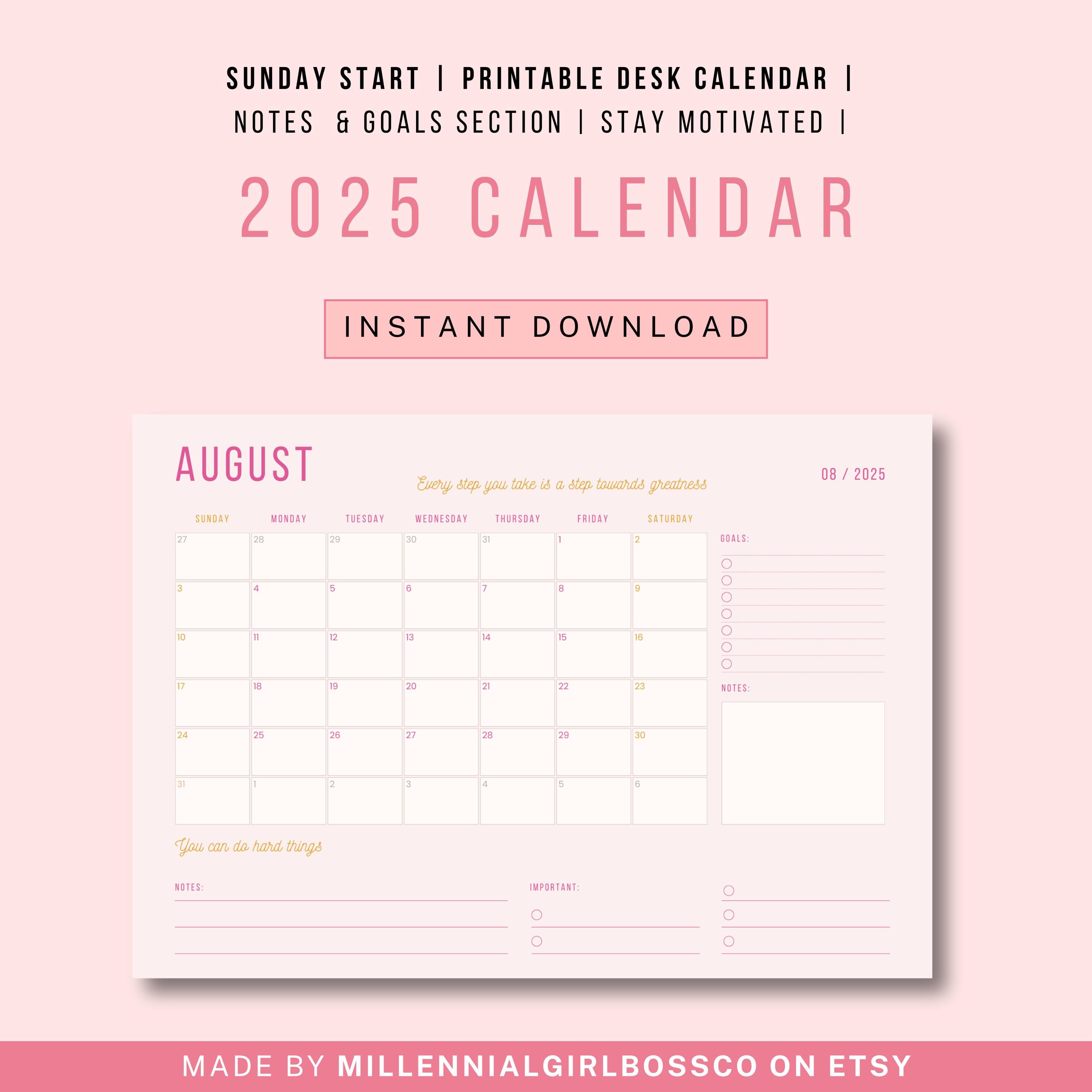 Printable Monthly Calendar 2025 With Notes | Printable Calendar ...
