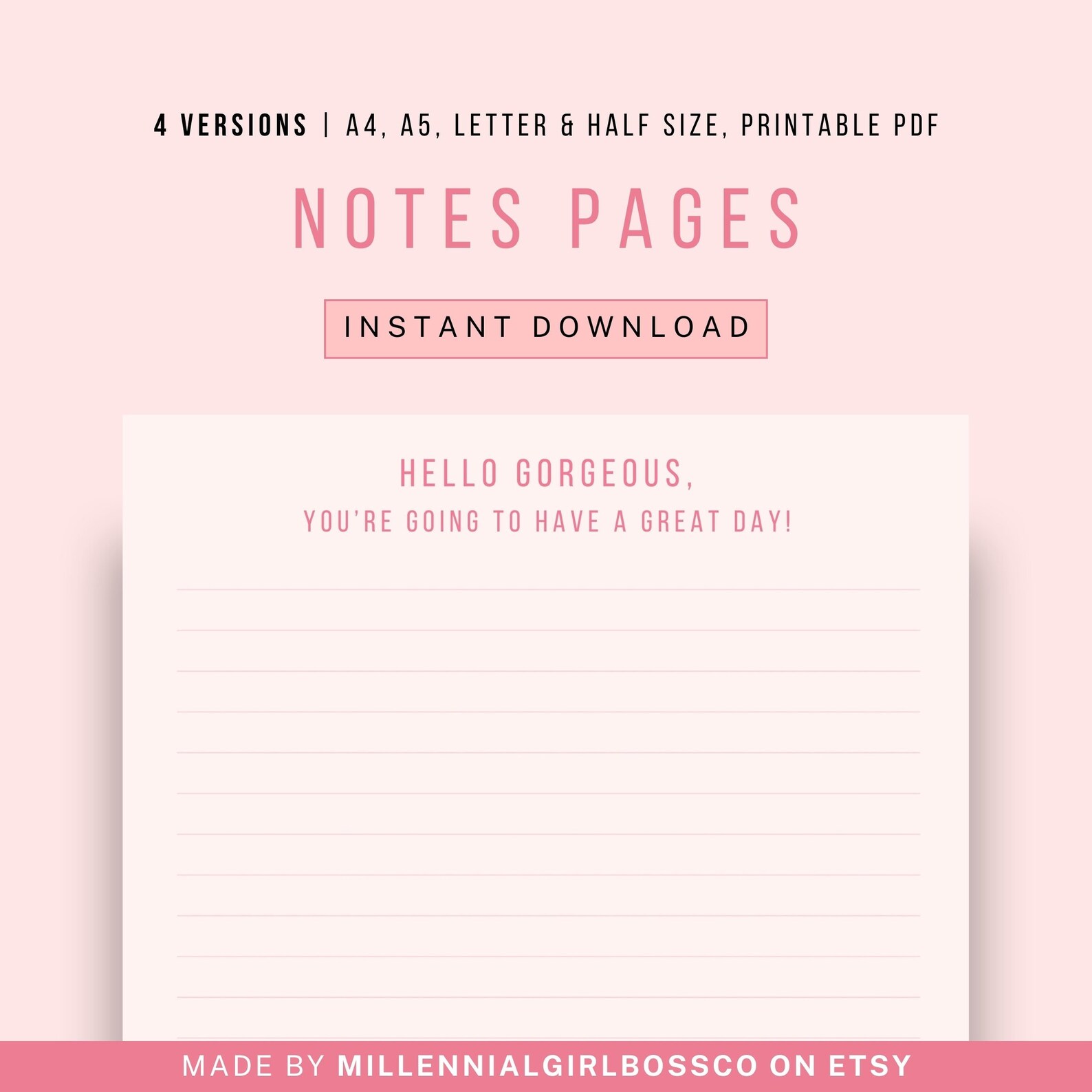 Printable Notes Pages, Writing Paper, Blank Notes, Study Note Template ...