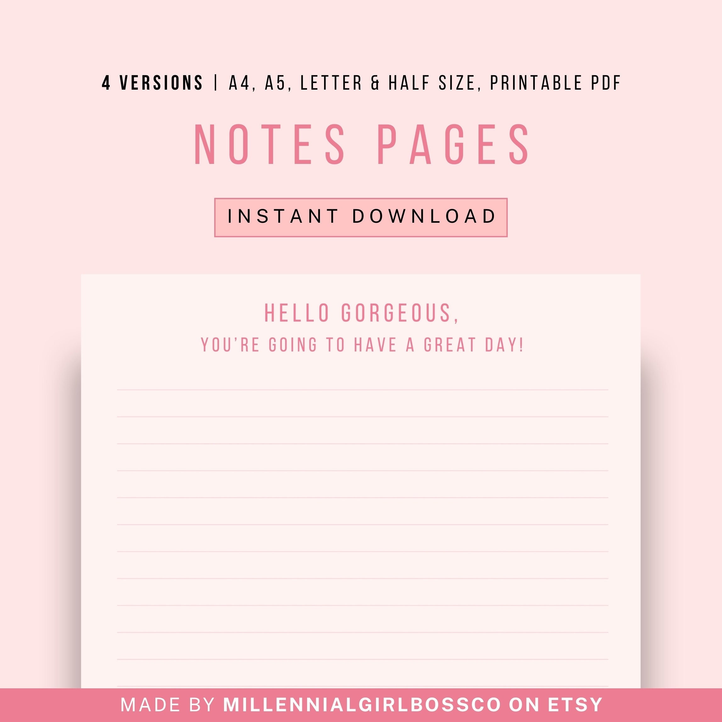 Printable Notes Pages, Writing Paper, Blank Notes, Study Note Template ...