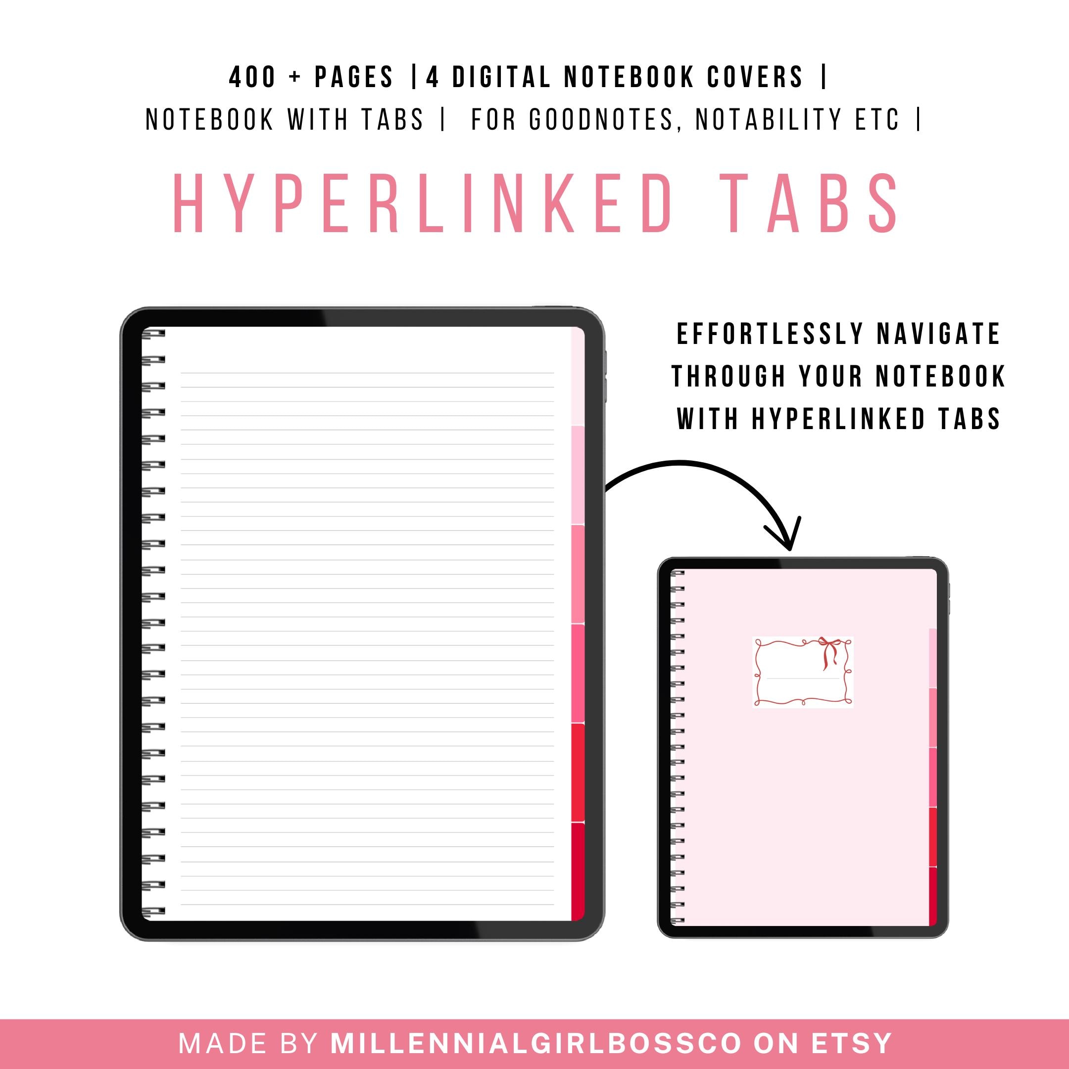 Digital Notebook Student Notebook Planner Pink Notebook With Tabs Girly ...