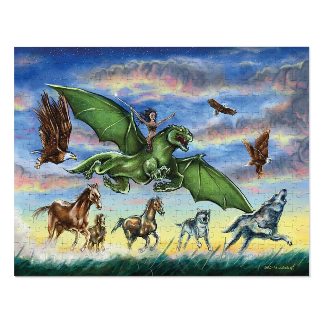 RIDING WITH NATURE: Fantasy Art Girl Warrior on a Dragon With Pack of ...