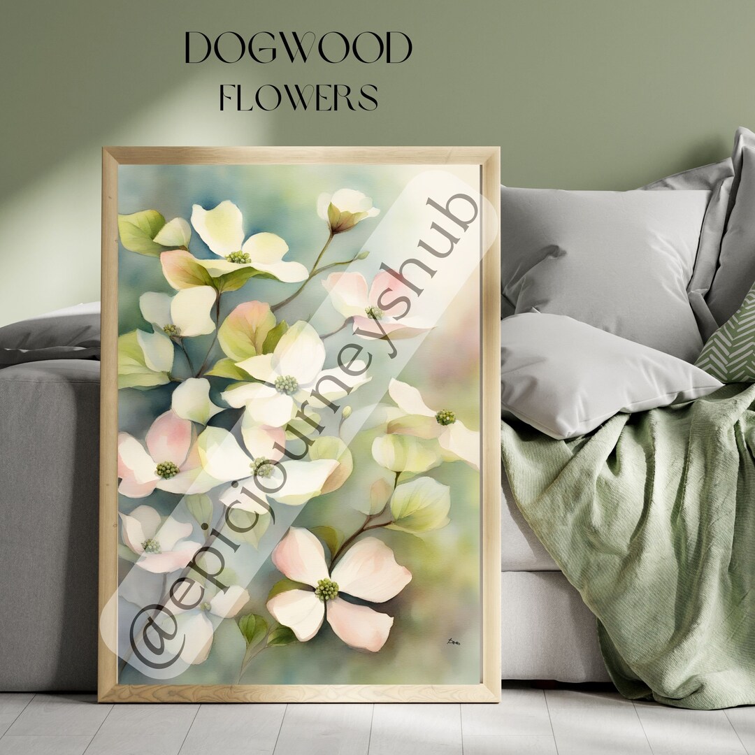 Dogwood Watercolor, Dogwood Flowers on Branch, Dogwood SVG, Dogwood ...