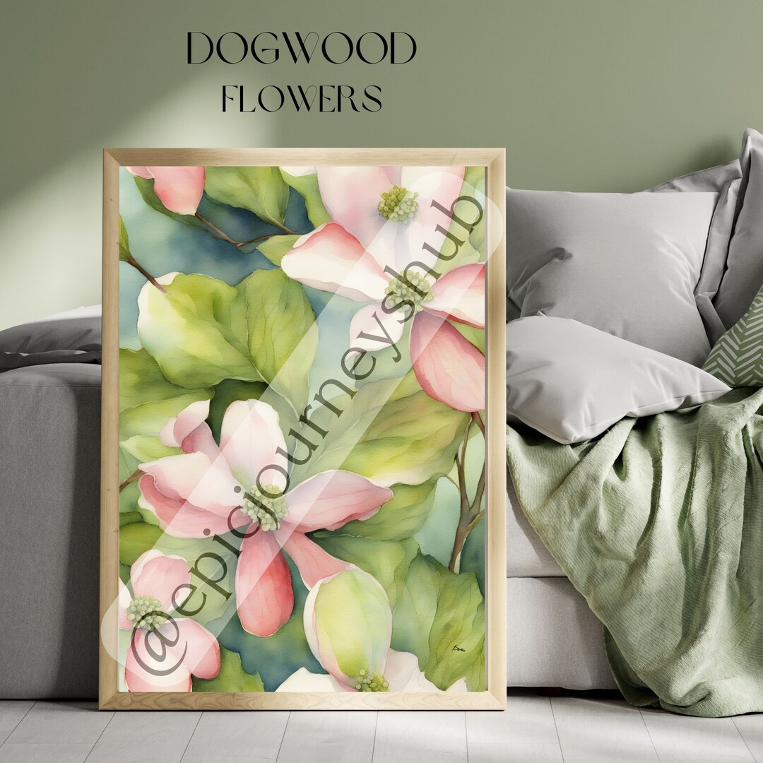 Dogwood Watercolor, Dogwood Wall Art, Dogwood SVG, Dogwood Flower PNG ...