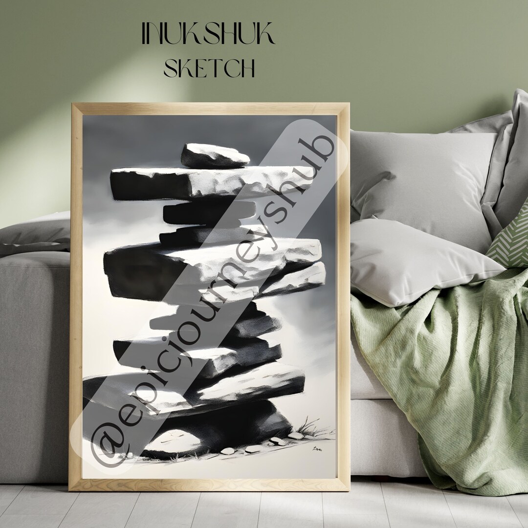 Inukshuk Sketch, Inukshuk Sketch Art Print, Inukshuk Decor, Indigenous ...