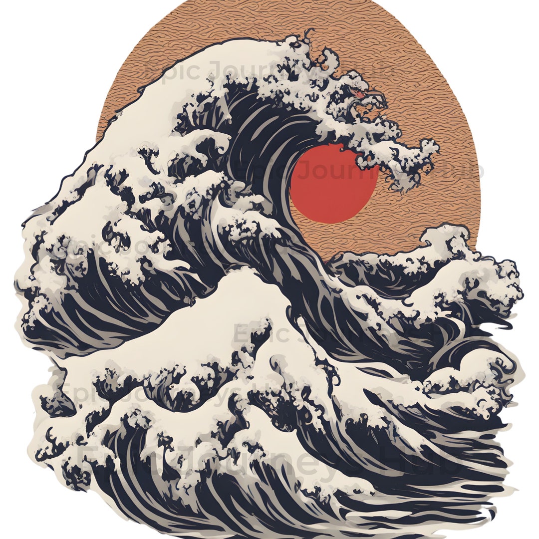 Japanese Wave SVG, Kanagawa Wave SVG, Beach Wave Decal, Tidal Wave ...