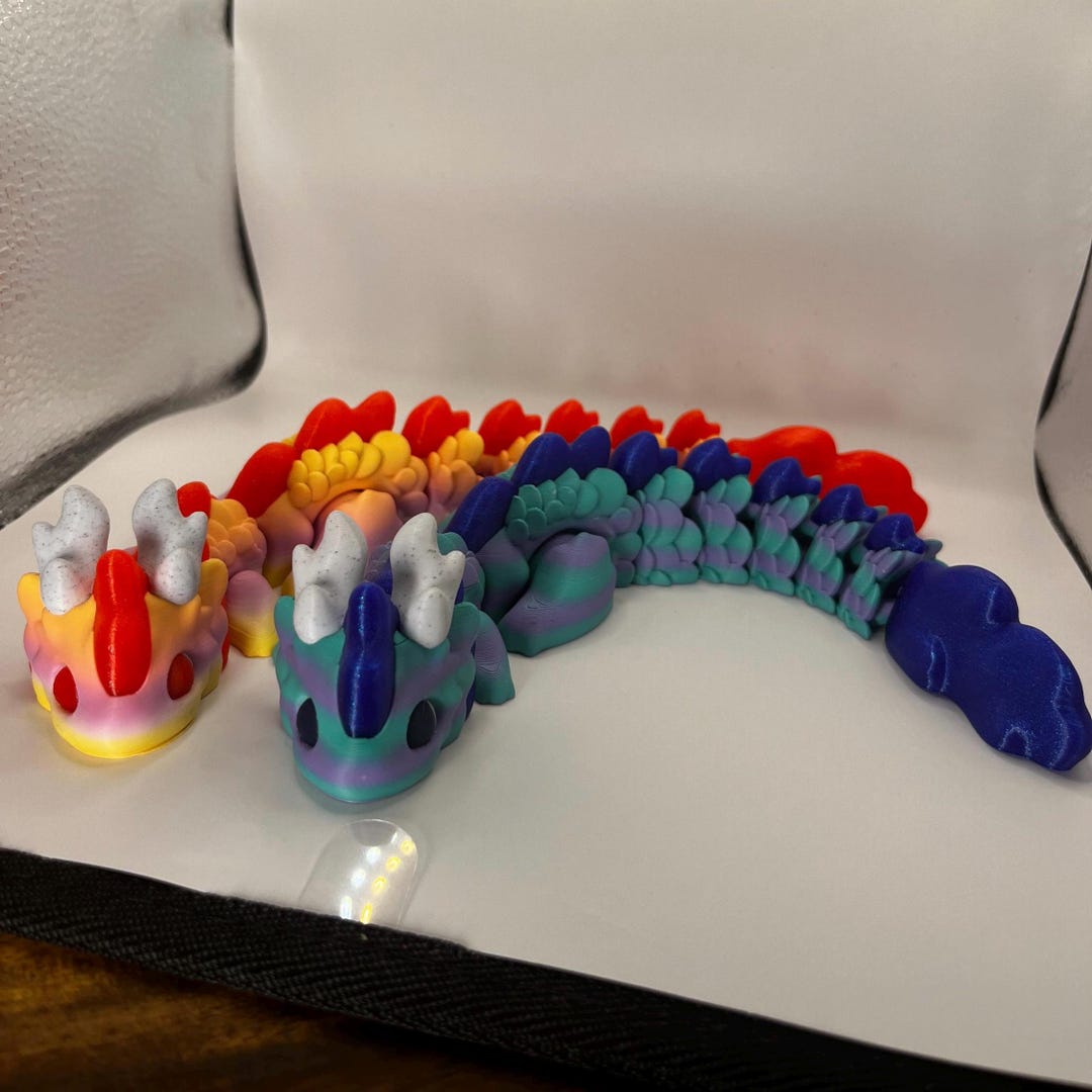 Baby Kaida Dragon 3d Printed Figure Blue Purple Glitter Stone Autism ...