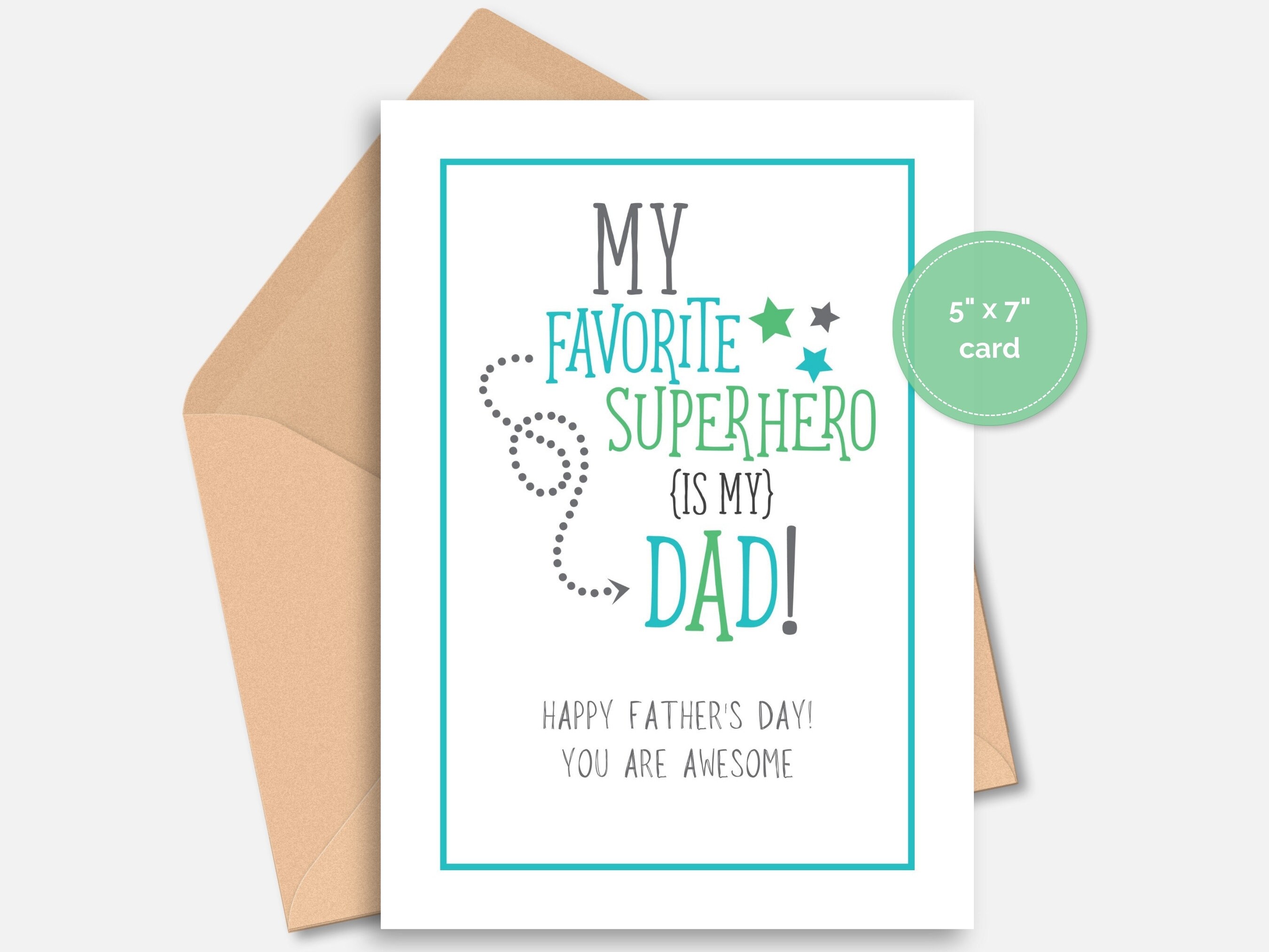 Printable Superhero Father's Day Kid's Card - Etsy