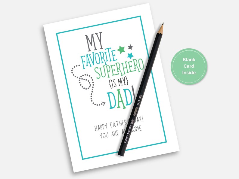 Printable Superhero Father's Day Kid's Card - Etsy
