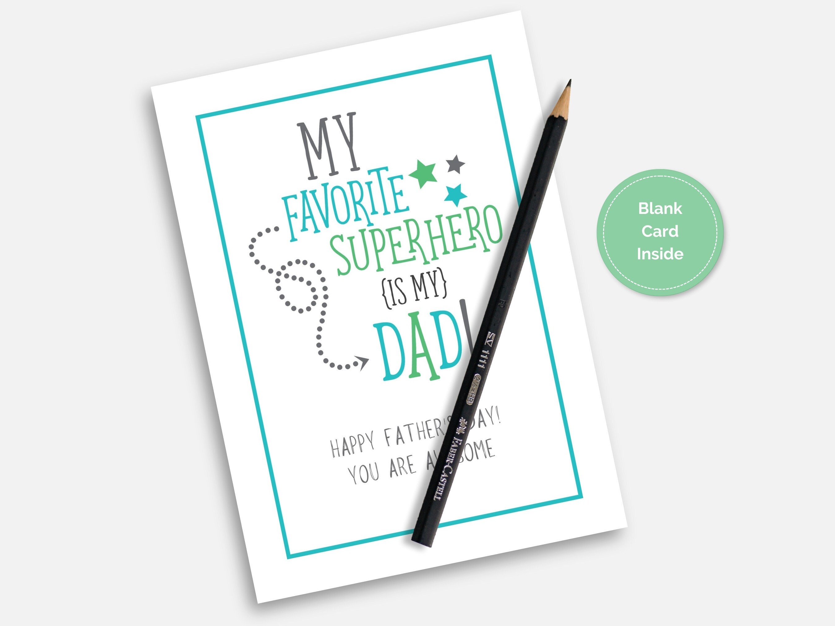 Printable Superhero Father's Day Kid's Card - Etsy