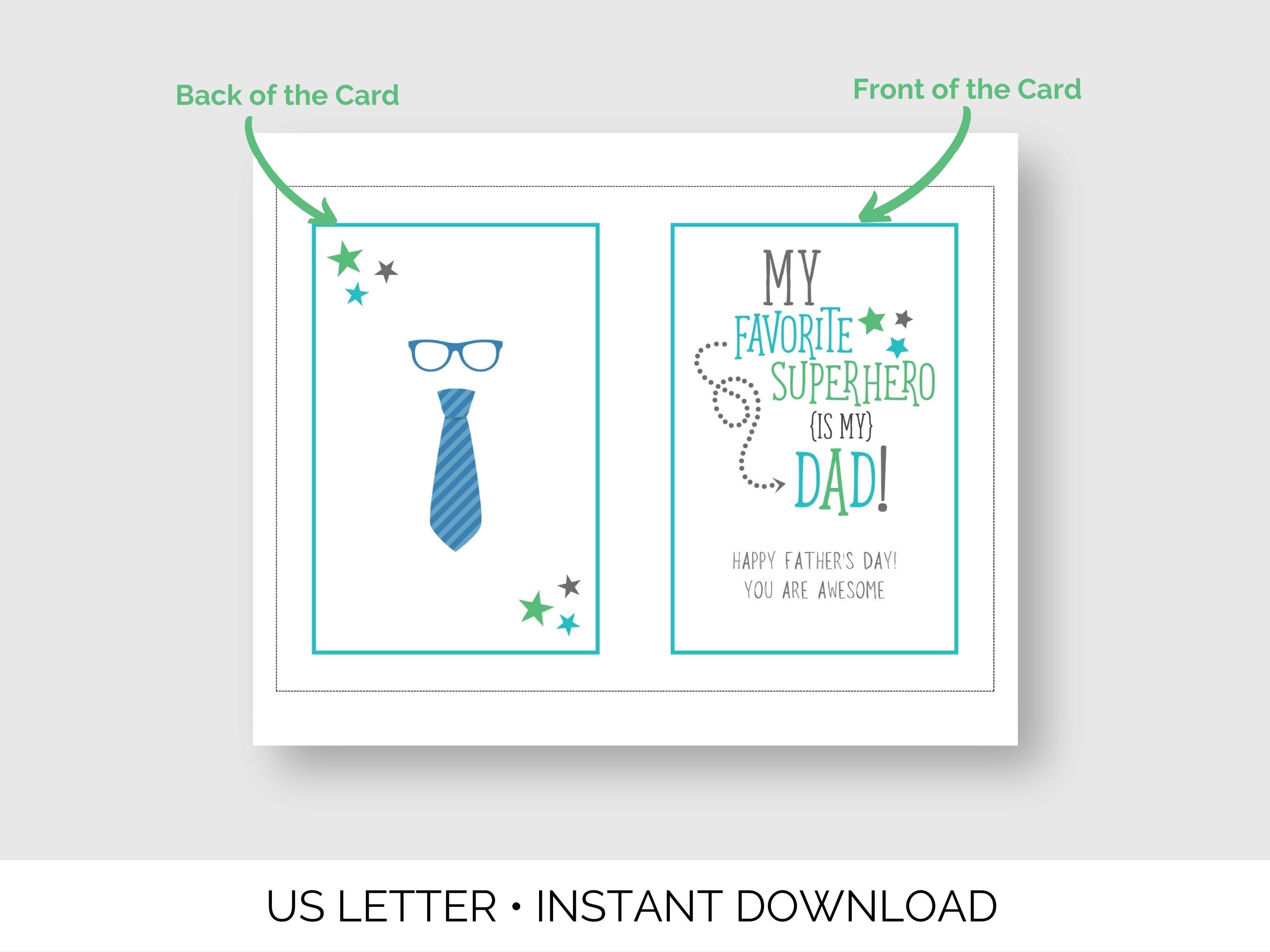 Printable Superhero Father's Day Kid's Card - Etsy