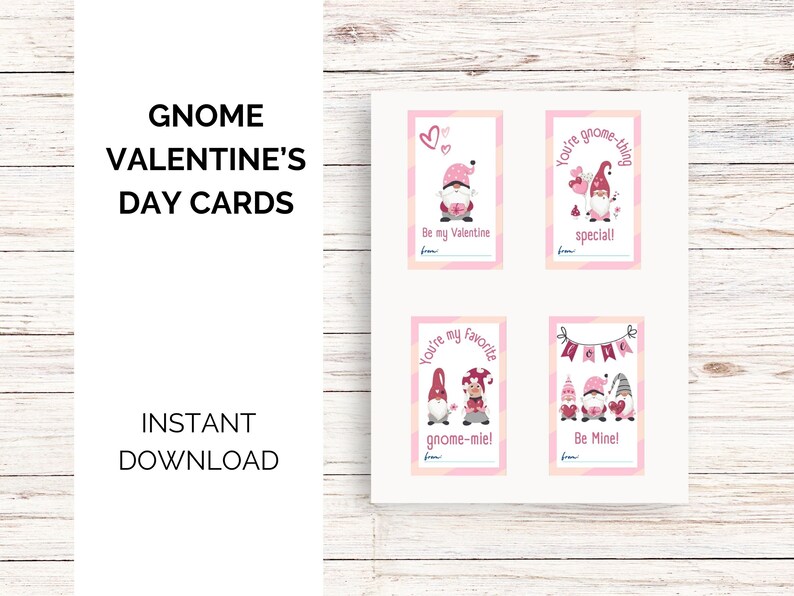 Gnome Valentine Cards for Kids – Printable Classroom Valentines ...