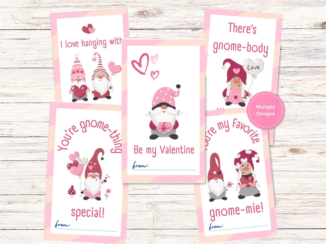 Gnome Valentine Cards for Kids – Printable Classroom Valentines ...
