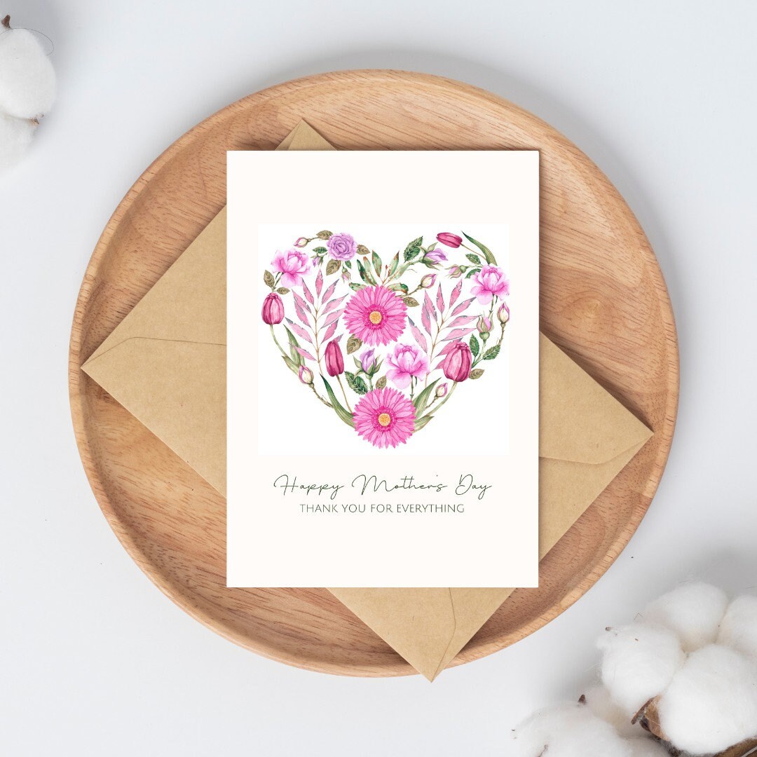 Printable Watercolor Floral Bouquet Mother's Day Card - Etsy